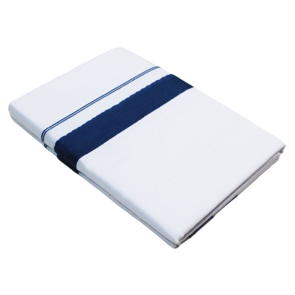 Blue Color Big Border Double Dhoti - Mr.Lungi