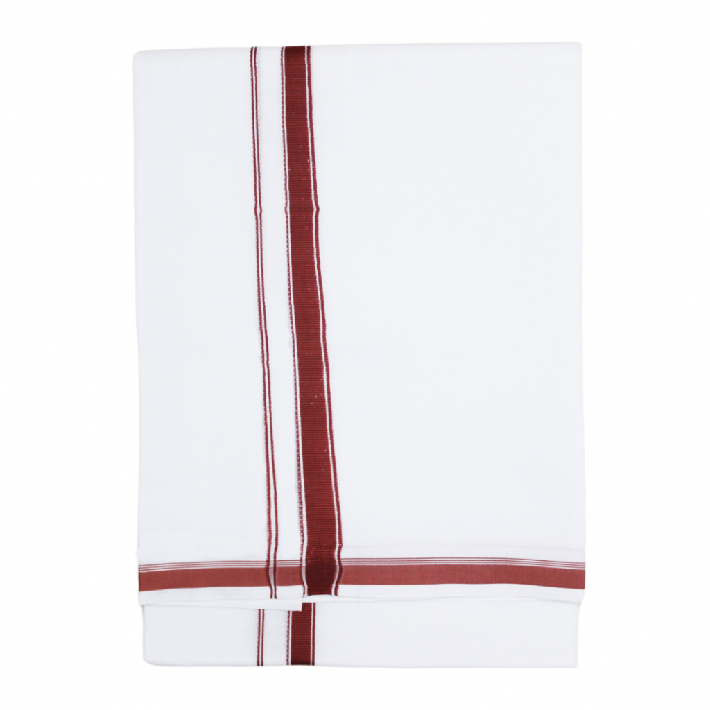 Combed Cotton Single Dhoti With Red Border - Mr.Lungi
