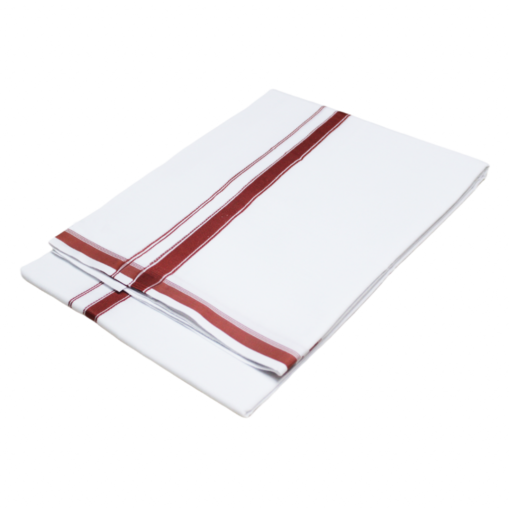 Combed Cotton Single Dhoti With Red Border - Mr.Lungi